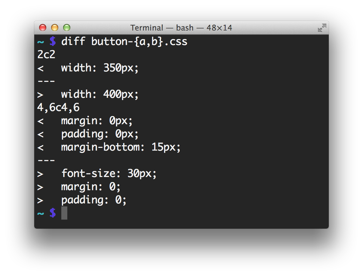 icdiff: side-by-side highlighted command line diffs